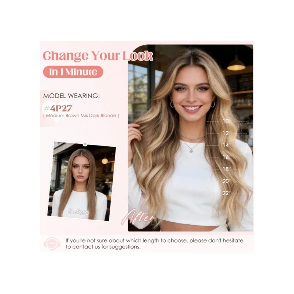 Hairro | Hair | 6pc Clip In Real Human Hair Extensions 4 Inch Dark ...